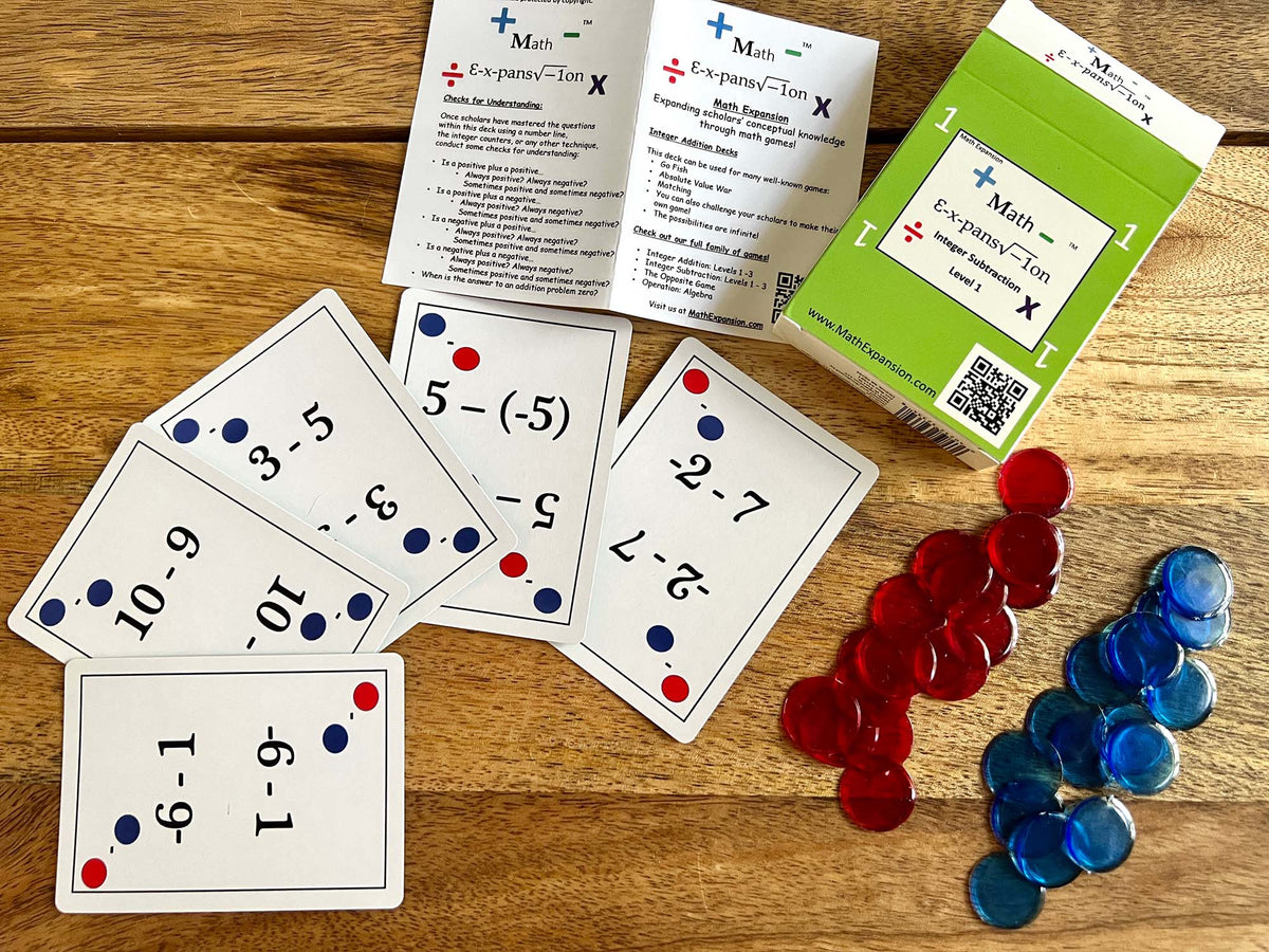 Integer Subtraction Level 1 Card Deck Starter Set – Math Expansion