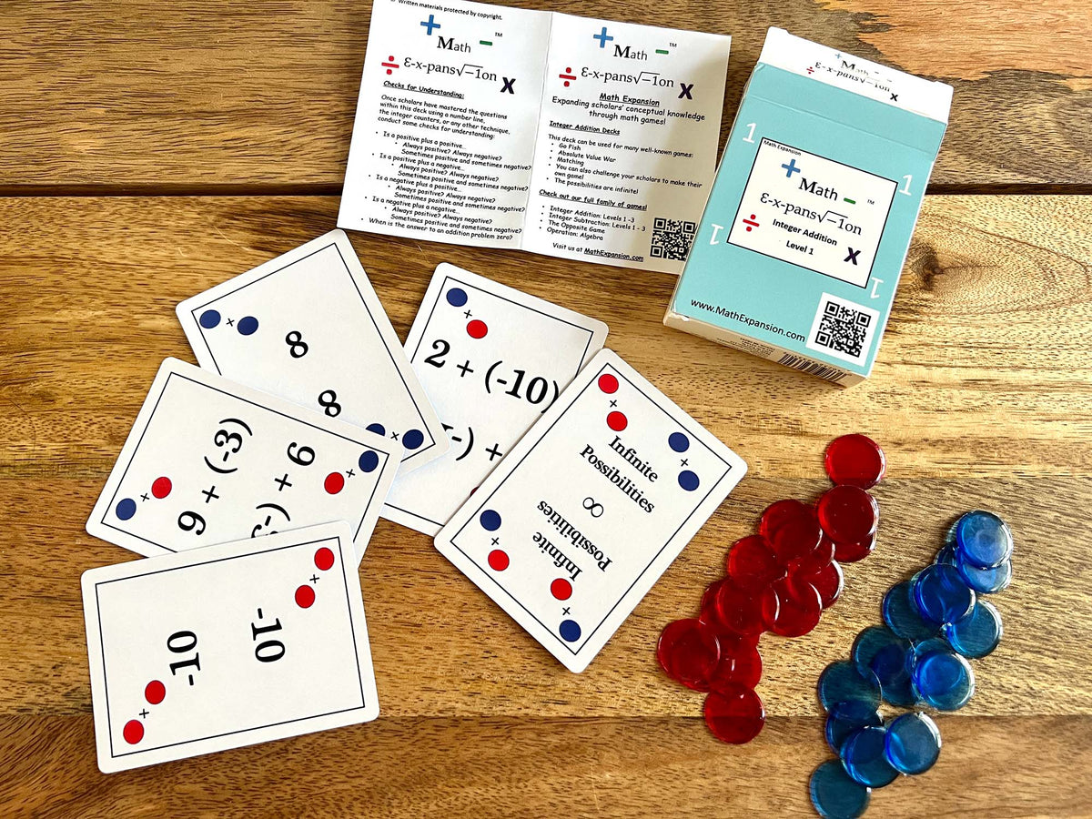 Integer Addition Level 1 Card Deck Starter Set – Math Expansion